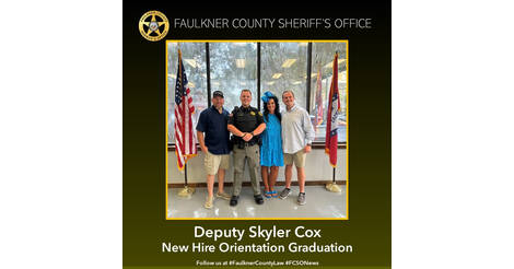 New Deputy Spotlight: Skyler Cox (08/09/2023) - Press Releases - Faulkner County Sheriff's Office